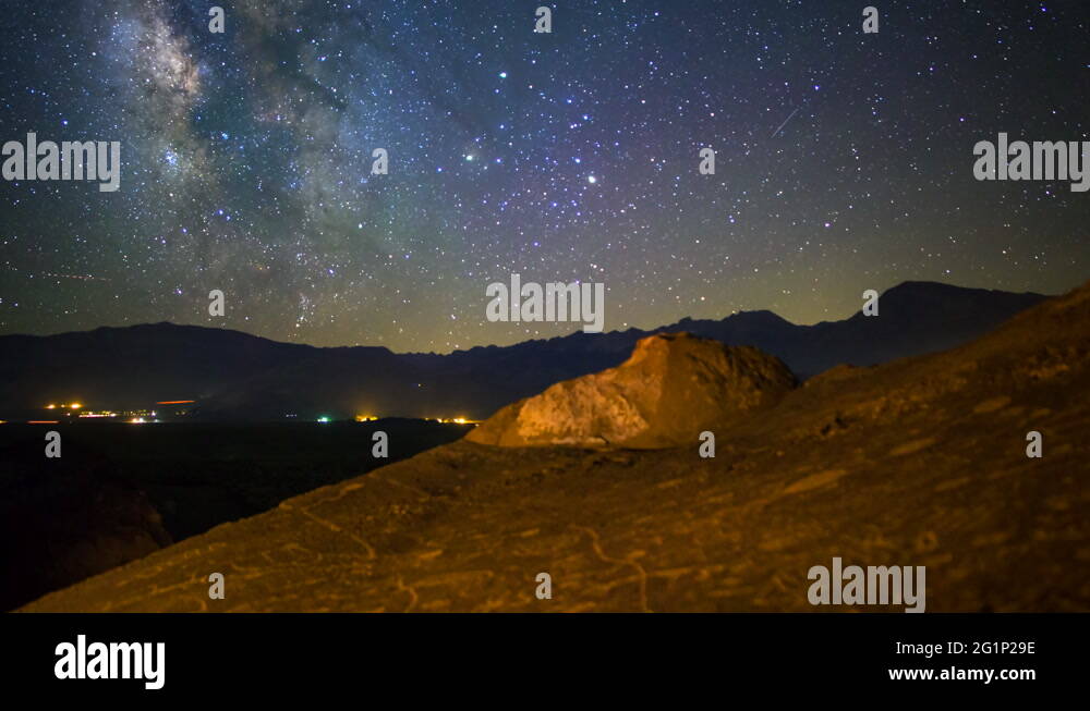 Astro Timelapse of Galaxy & Native American Petroglyphs -Tilt Up Stock ...