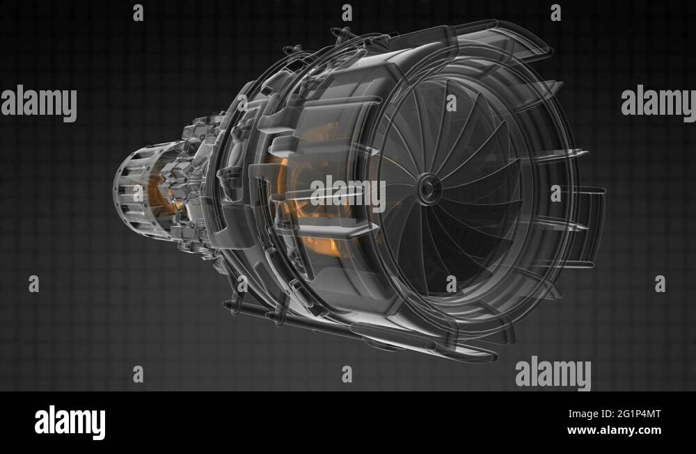 rotate jet engine turbine of plane, aircraft concept, aviation and ...