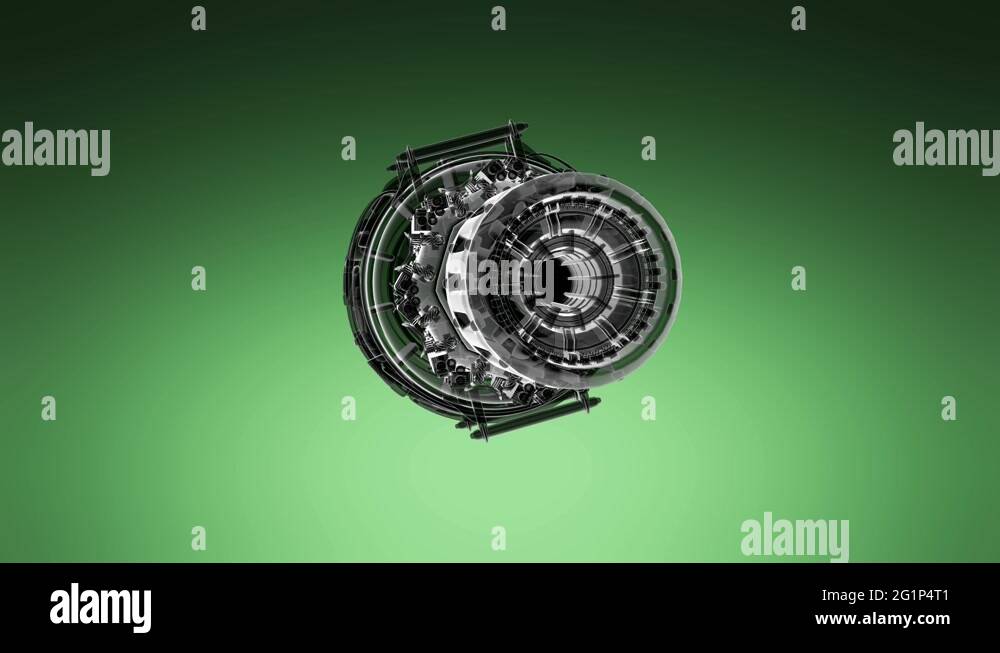 loop rotate jet engine turbine of plane, aircraft concept, aviation and ...
