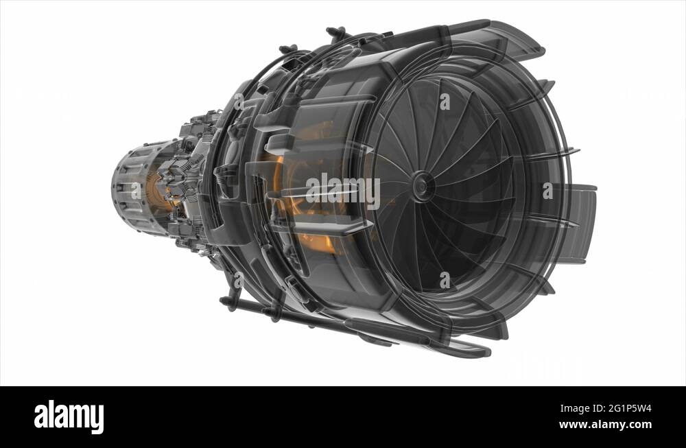 rotate jet engine turbine of plane, aircraft concept, aviation and ...