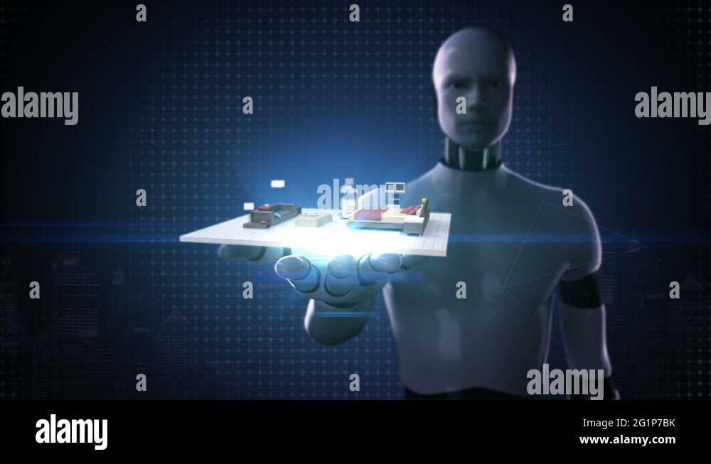 Robot cyborg open palm, Hospital surgery operation room.infirmary. no ...