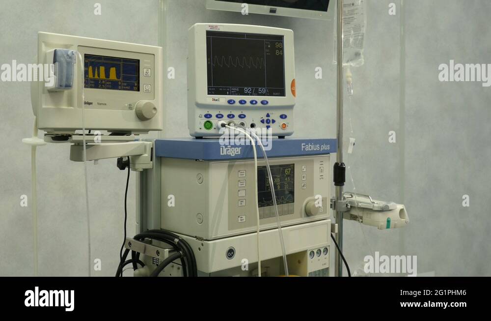 Electrocardiogram monitor in surgery room, patient monitoring system ...