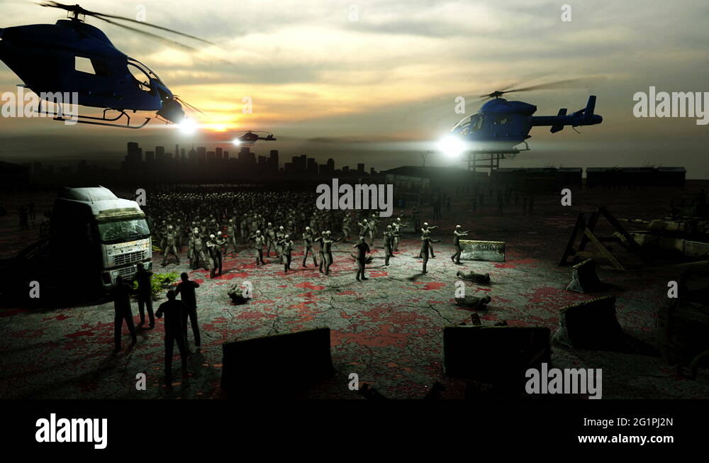 horror zombie crowd walking. Apocalypse view, concept. Realistic 4K ...