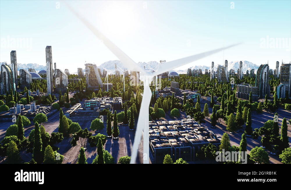 futuristic city, town. Architecture of the future. Aerial view Stock ...