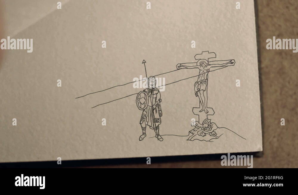 A man raised Jesus on the cross and pierced his chest with a spear ...