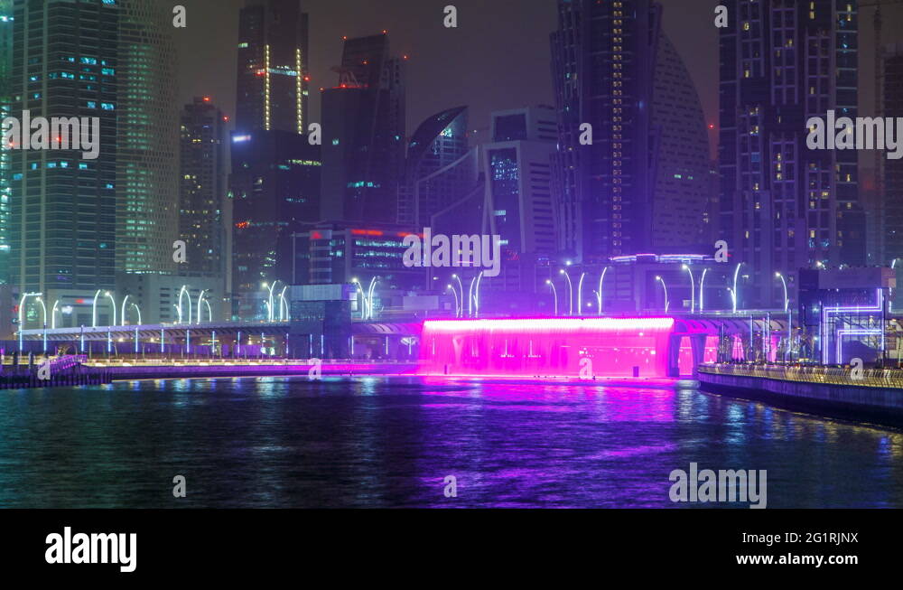 Illuminated Waterfall at the Sheikh Zayed Bridge timelapse, part of the ...