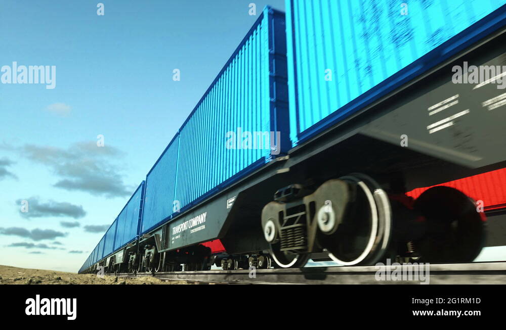 Freight train with cargo containers. Logystic concept. 4k animation ...