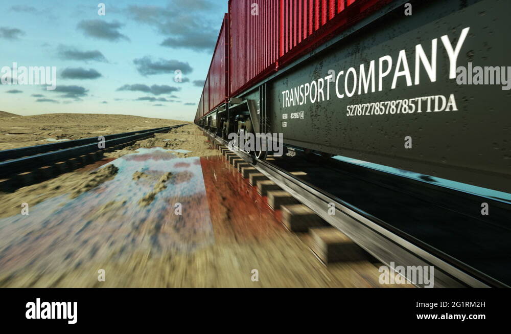 Freight train with cargo containers. Logystic concept. 4k animation ...