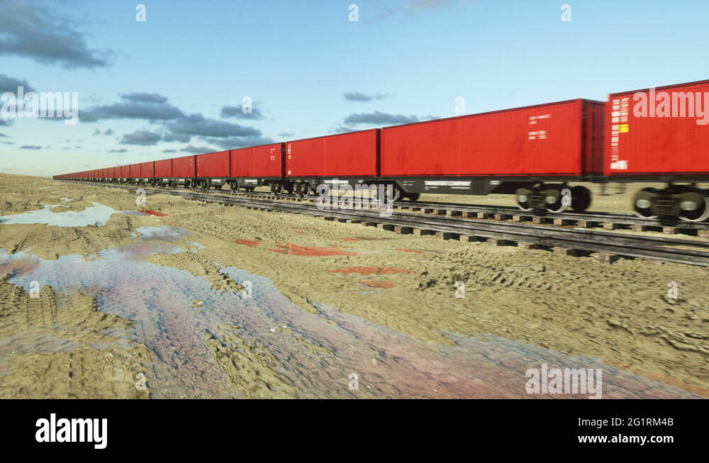 Freight train with cargo containers. Logystic concept. 4k animation ...
