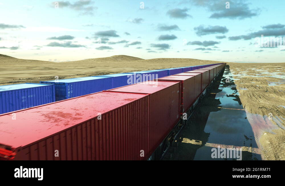 Freight train with cargo containers. Logystic concept. 4k animation ...