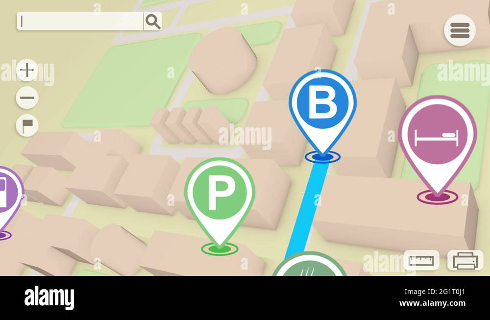 3d gps map navigation with 3d blocks and marks Stock Video Footage - Alamy