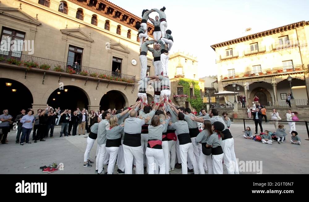 Casteller human pyramid or tower Stock Videos & Footage - HD and 4K ...