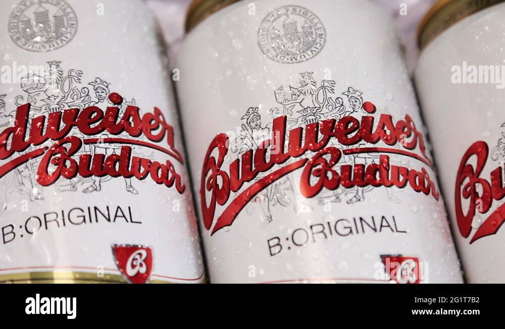 Budweiser beer global brand Stock Video Footage - Alamy