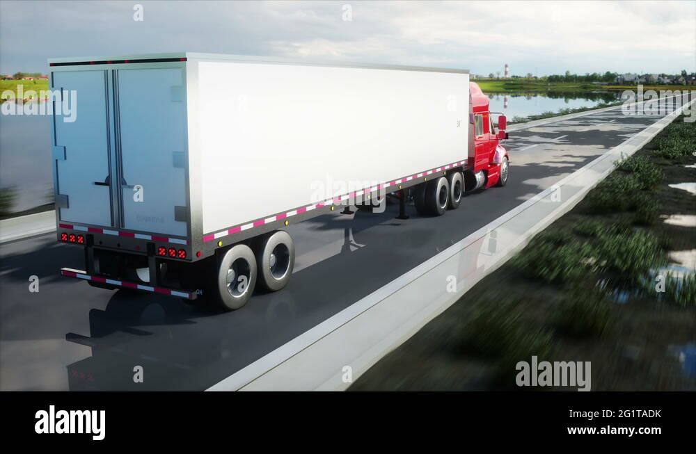 semi trailer, Truck on the road, highway. Transports, logistics concept ...