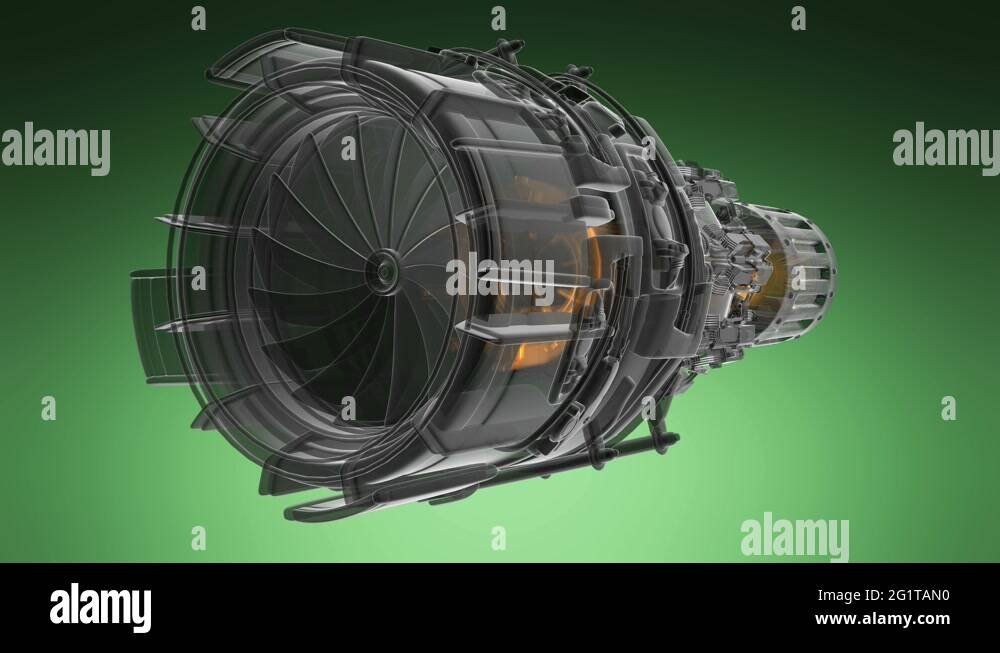rotate jet engine turbine of plane, aircraft concept, aviation and ...