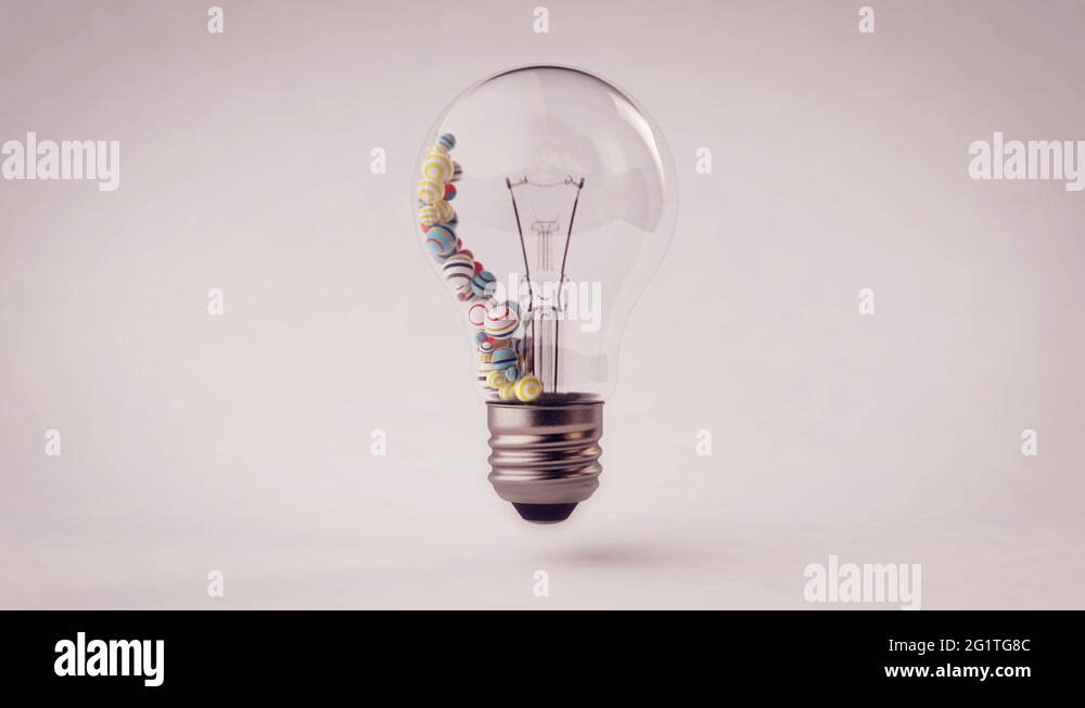 Colorful spheres animation inside a light bulb Stock Video Footage - Alamy