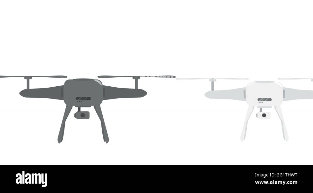 Two Air drones. Black Air drone and white Air drone Modern Animation ...