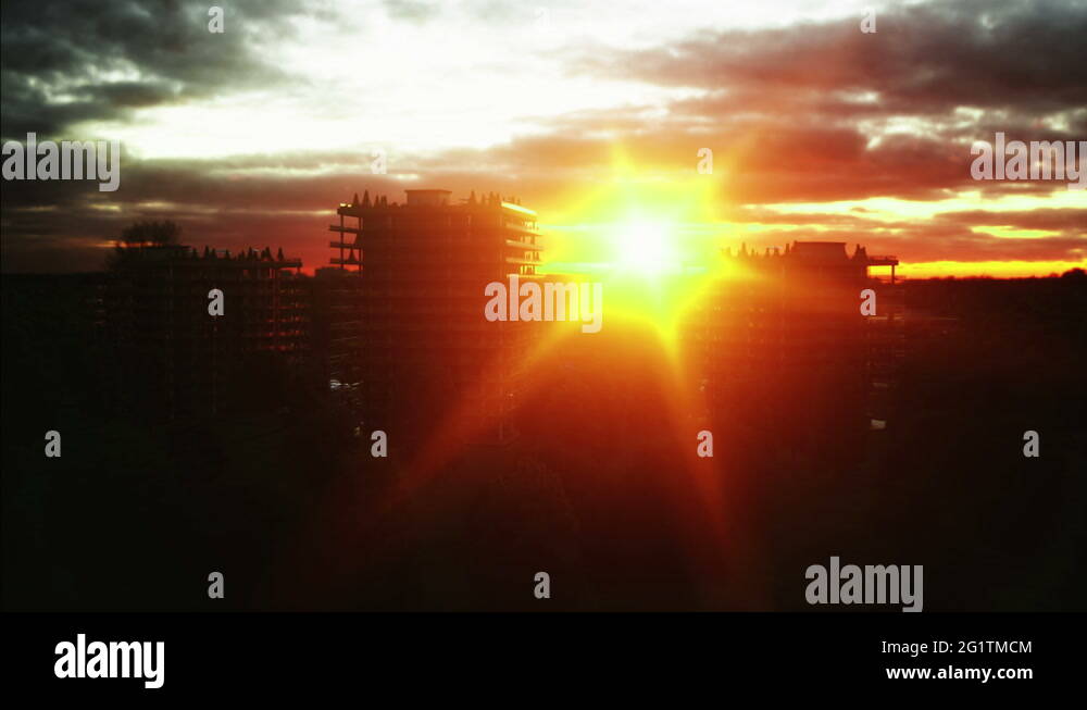 City, town architectural 3d visualization. Aerial view. Realistic 4k ...