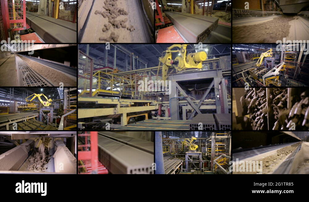 Industrial robotic equipment at work. Split screen montage. 4K Stock ...