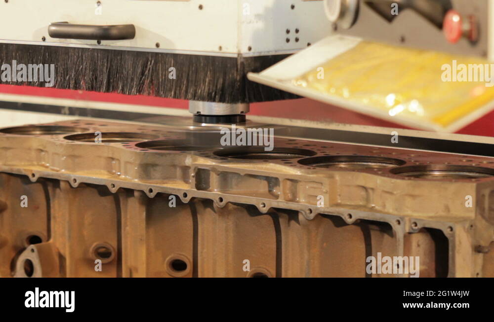 engine block repair process. internal combustion engine block. turning ...