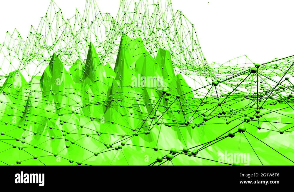 Green low poly background waving. Abstract low poly surface as surreal ...