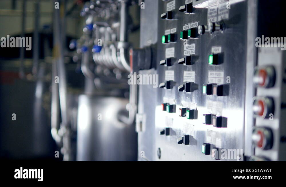 Control panel in the control room at plant. Industrial Equipment. 4K ...