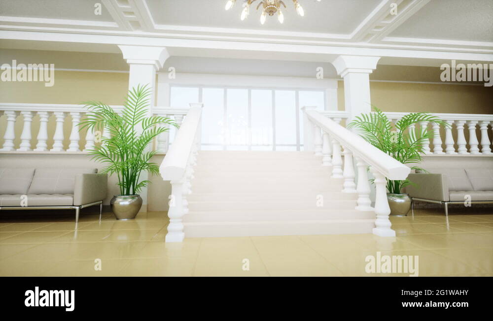 Luxury large white marble staircase. Realistic 4k animation Stock Video ...