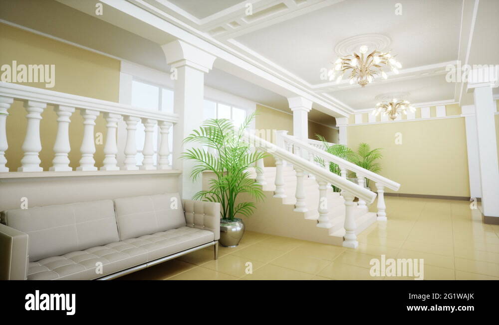 Luxury large white marble staircase. Realistic 4k animation Stock Video ...