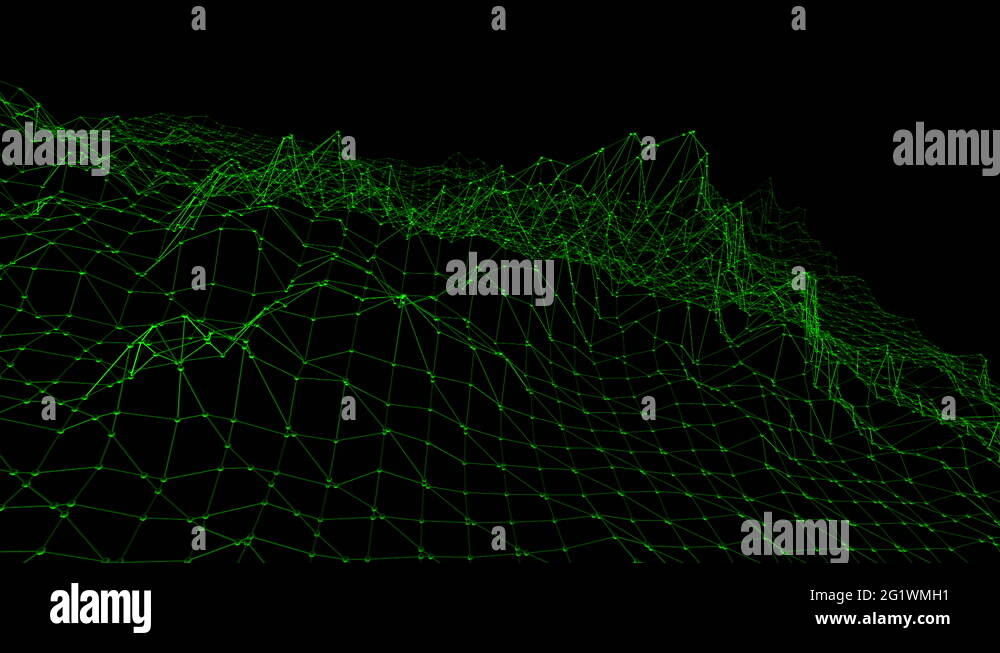 Abstract clean green waving 3D grid or mesh as cartoon background ...