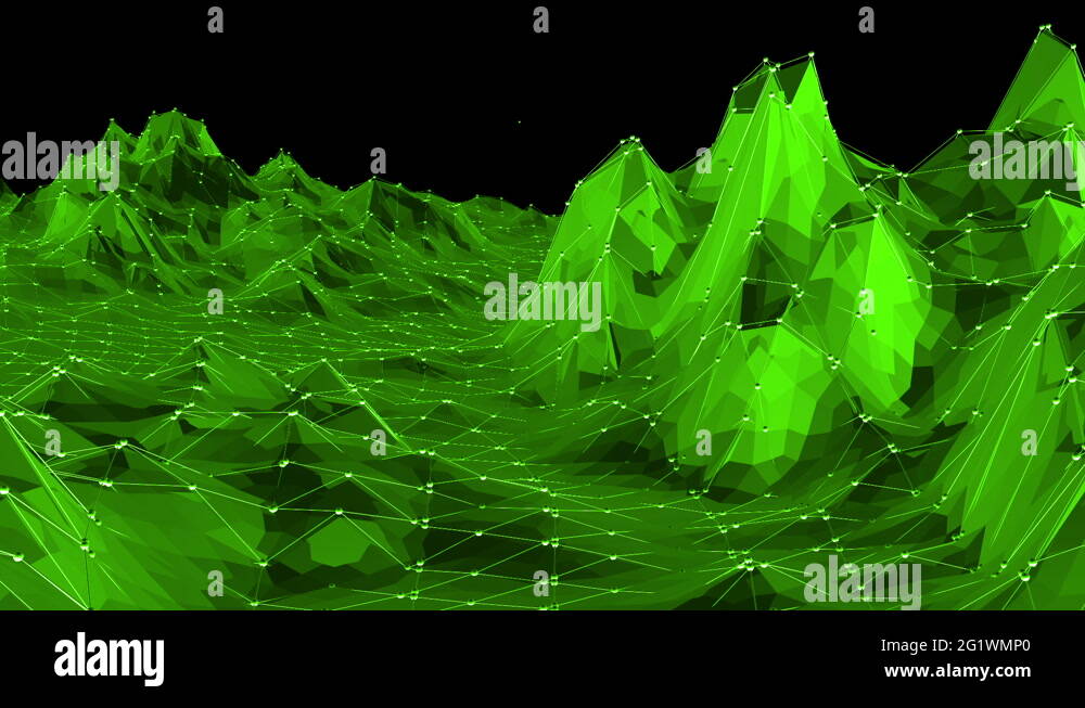 Green low poly background waving. Abstract low poly surface as ...