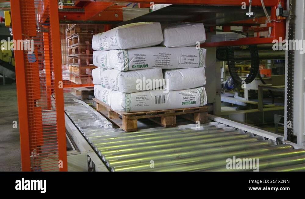 Automated process of stacking flour bags in stacks Stock Video Footage ...