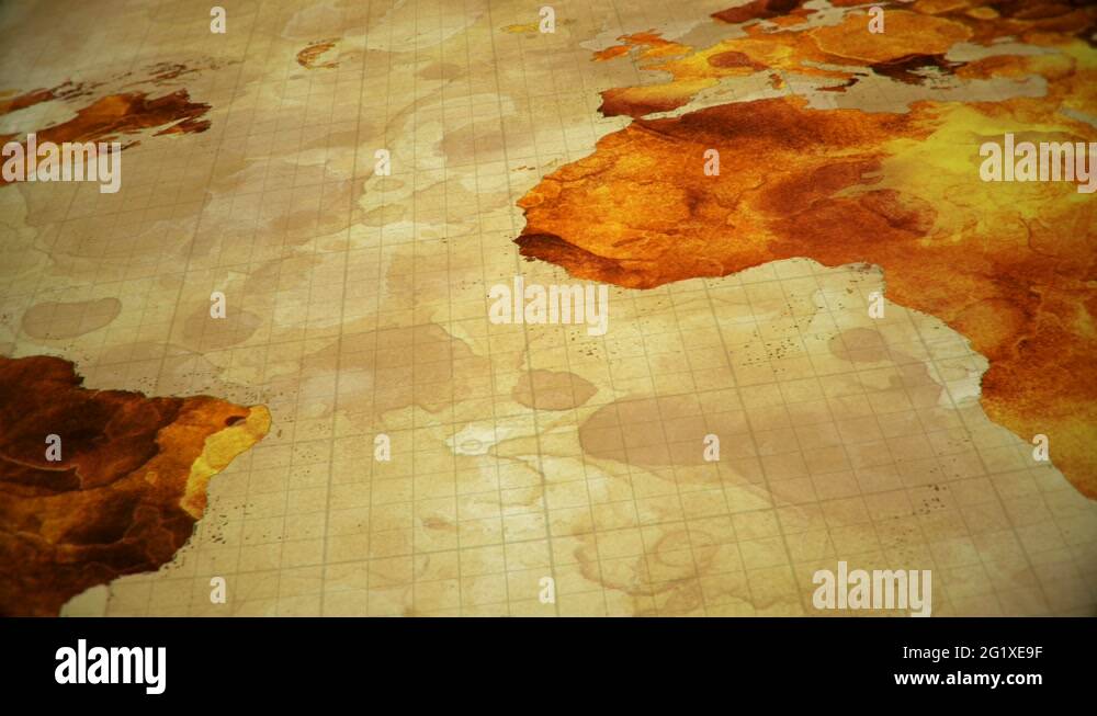 Old vintage World map with grunge texture loopable animation 4k UHD ...