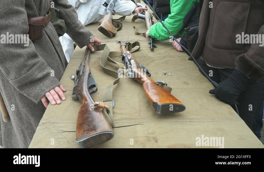 The soldier shows the weapons of second world war Stock Video Footage ...