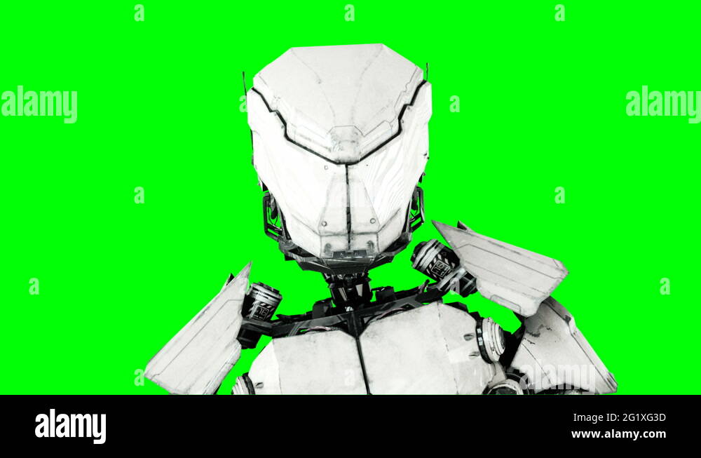 robot is idle . Realistic motion and reflections. 4K green screen ...