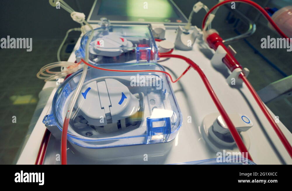 Modern dialysis machines making blood purification. Patient during ...