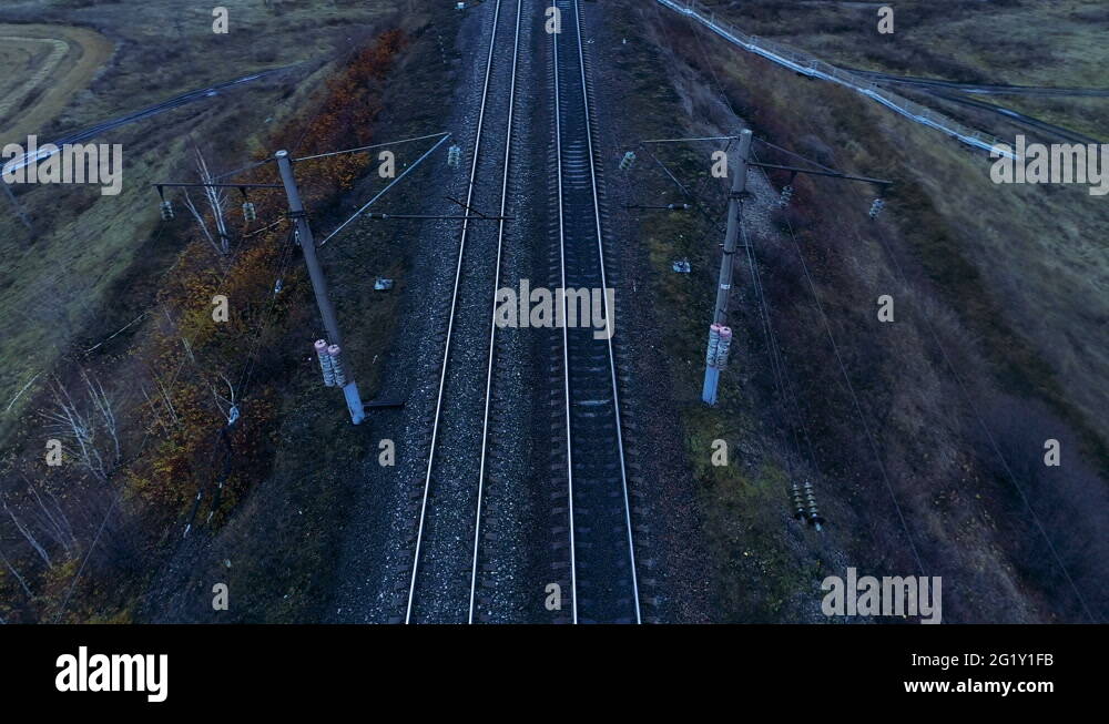 Railway tracks overhead electric poles Stock Videos & Footage - HD and ...