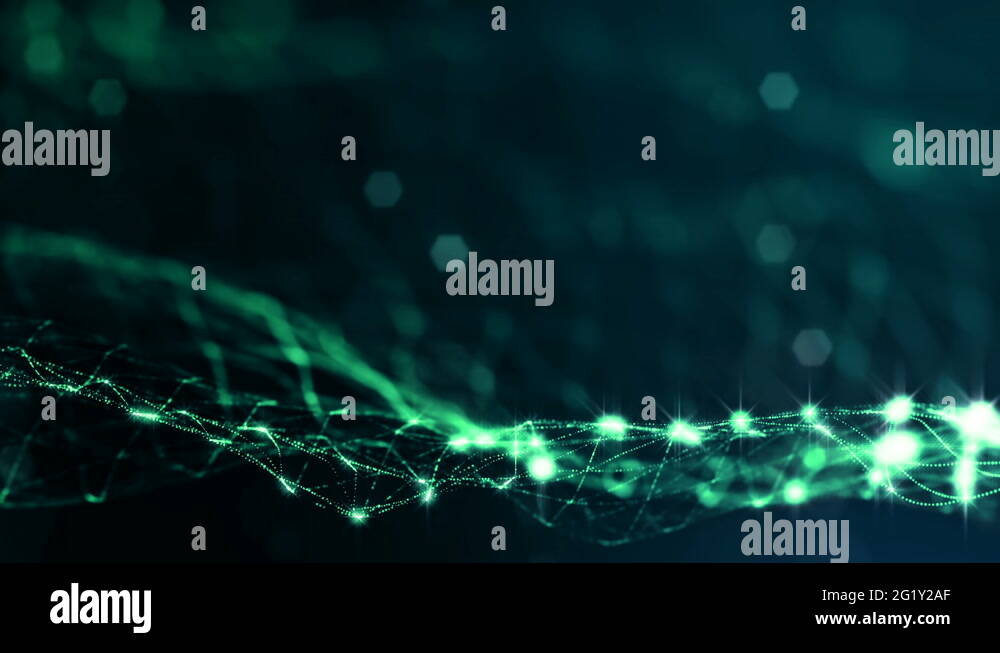 greem loopable abstract particle background with depth of field, glow sparkles Stock Video ...