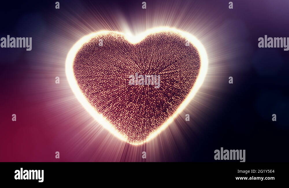 Loop 3d animation of glow particles form 3d red heart with depth of ...