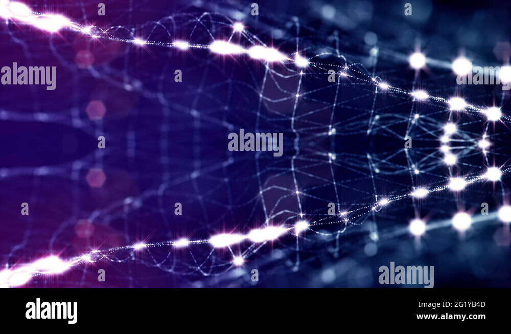 3d rendering background with particles with depth of field. Loop ...