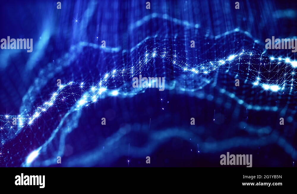 3d rendering background with particles with depth of field. Loop ...