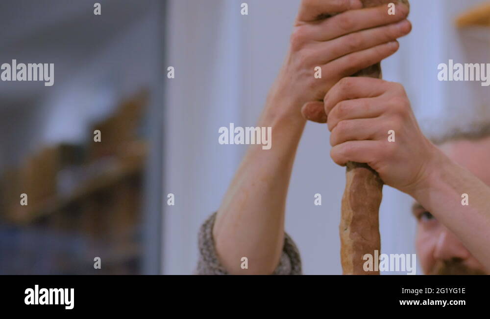 Professional male potter preparing clay for work Stock Video Footage ...