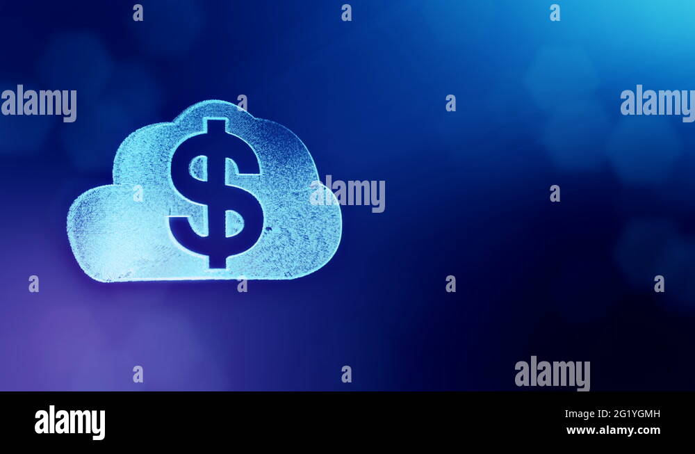 dollar sign in emblem of cloud. Finance background of luminous ...