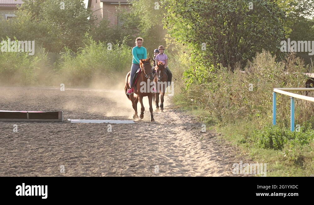 Group riding horse children Stock Videos & Footage - HD and 4K Video ...