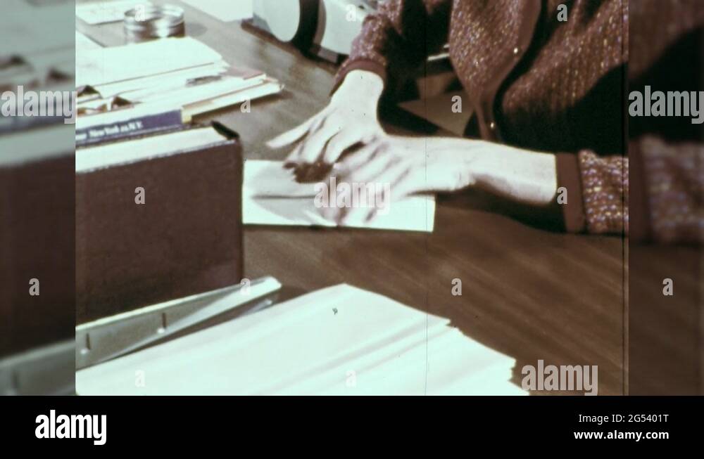1960s Woman Office Worker Typing Letter Typewriter Secretary Vintage ...