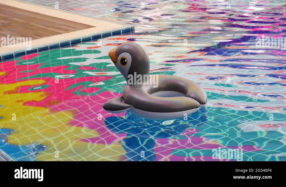 rubber duck ring baby floating water in swimming pool Stock Video ...