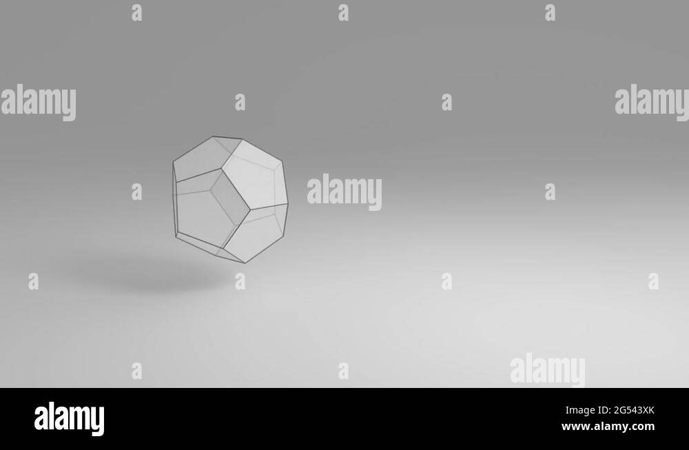 Dodecahedron, Platonic solid, transparent white on grey background, 4k ...