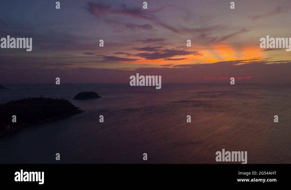 phuket island sunset sky beach aerial panorama 4k time lapse thailand ...