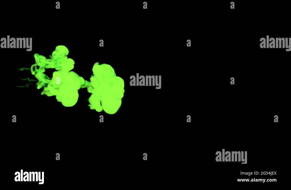 green ink drop in water on a black background for effects. 3d render ...