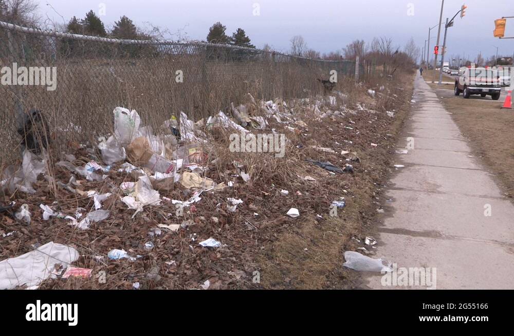 Litter trash and garbage on city streets Stock Video Footage - Alamy
