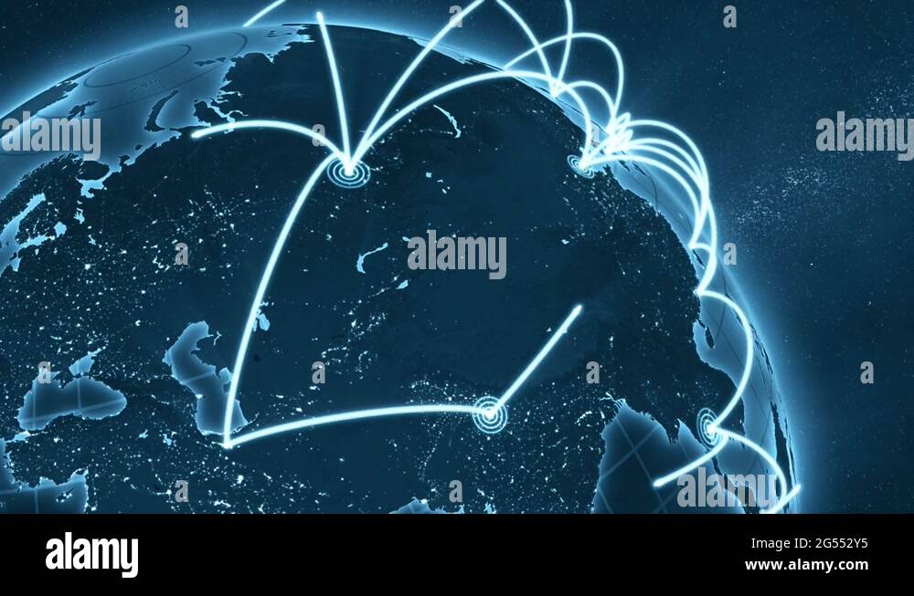global network - blue version - new and improved 4K version Stock Video ...